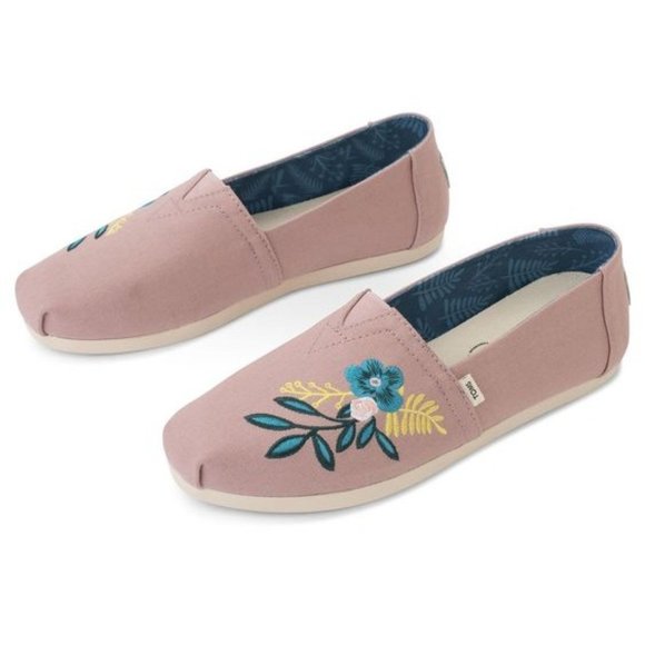 Toms | Shoes | Toms Flats Embroidered Mauve Floral Women 85 | Poshmark